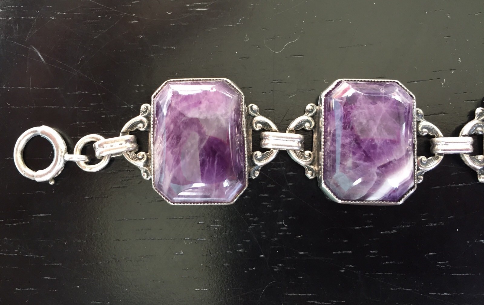 antique victorian banded Purple Banded Agate gemstone sterling silver ...