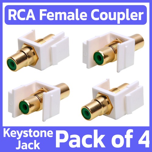 4 Pack RCA Keystone Jack Wall Plate Modular Insert RCA Coupler with Green Center 619162053719| eBay