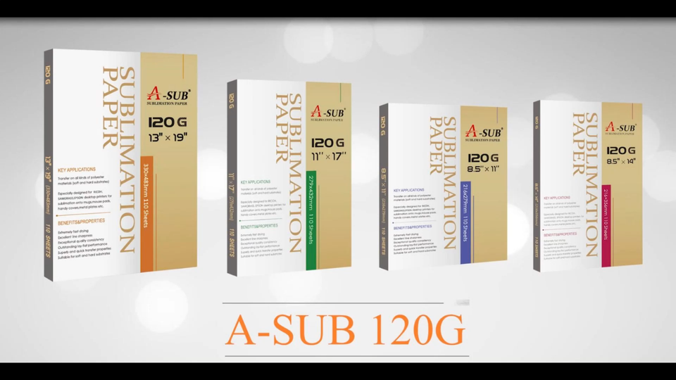 A-SUB Sublimation Paper 8.5X14 120g for Inkjet Printer Heat Transfer ...