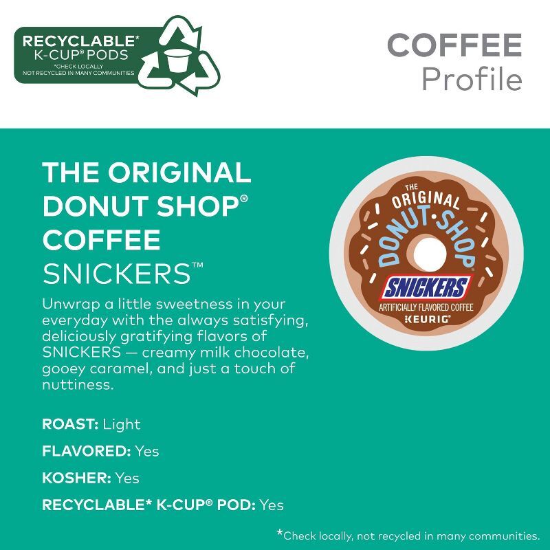The Original Donut Shop Snickers Medium Roast Coffee Keurig Coffee Pods ...
