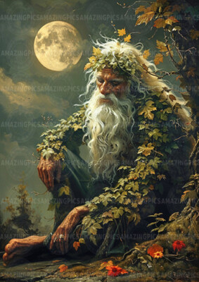 Green Man Mythology Print Autumn Forest Spirit Wall Art, Pagan Druid ...