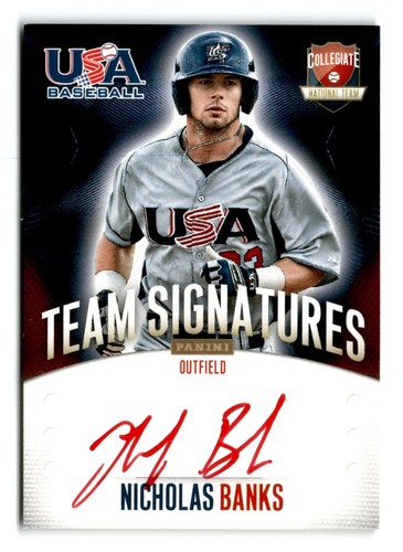 2014 Nicholas Banks Panini USA Baseball Rookie Red Ink Auto 18/25 ...