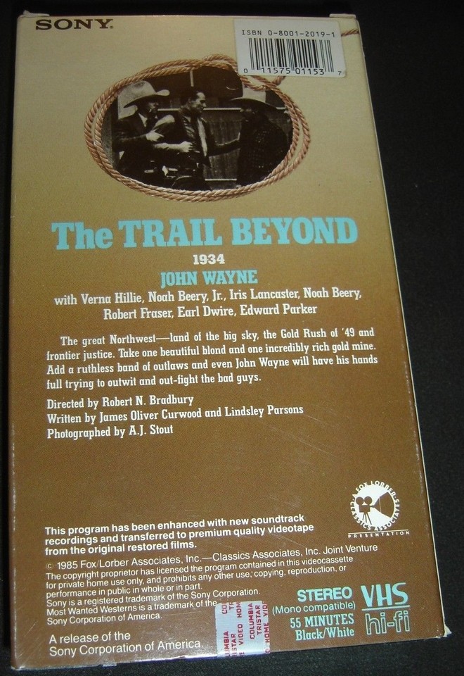 The Trail Beyond (VHS, 1994) John Wayne ~ Western Classic 11575011537| eBay