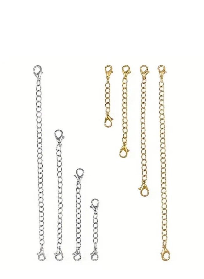 Silver & Gold Double Lobster Clip on Chain extender extension necklace ...