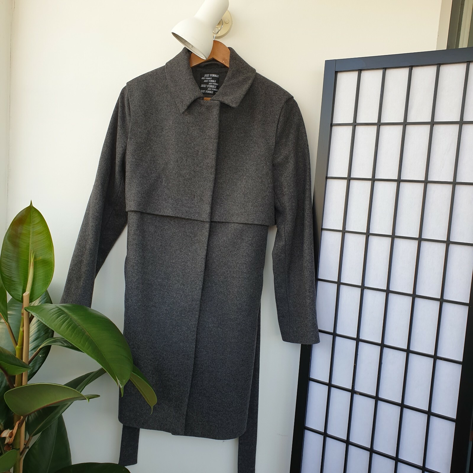 Women's Just Female Formal pop button and tie coat in… - Gem