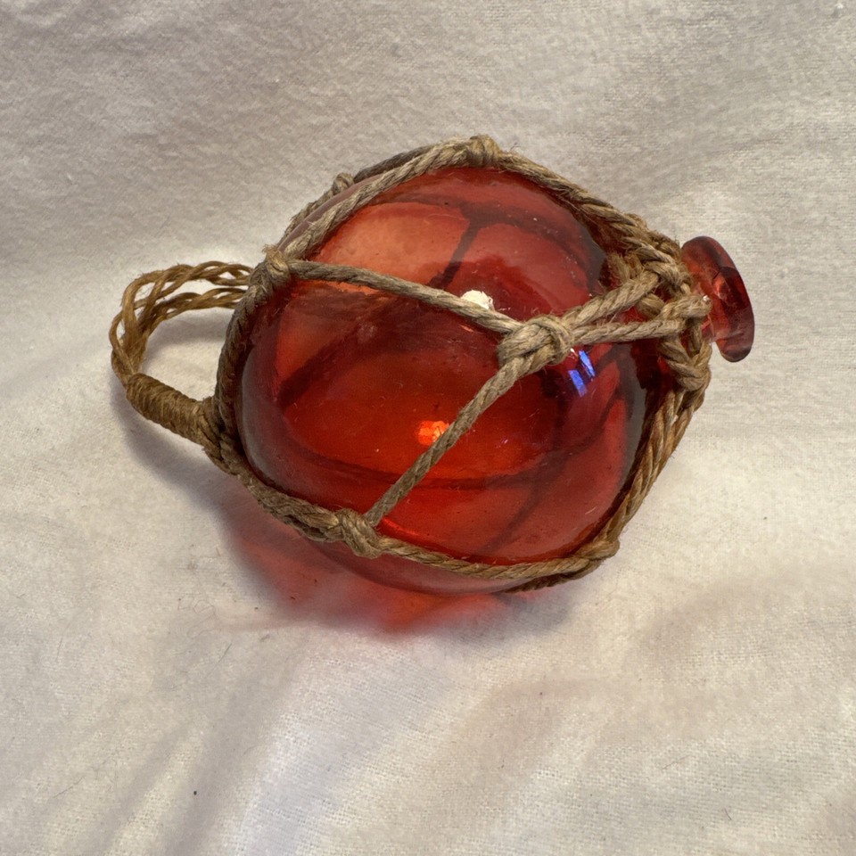 Vintage Japanese Fishing Float 5.5" Diameter Red Glass Fish Net Float ...