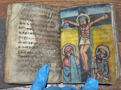 Antique Ethiopian Bible – Ge’ez Script on Vellum Colorful Hand-Painted ...