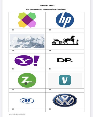 Logos Quiz 2 60 Picture Questions for Party, Pub or Charity Quizzes ...