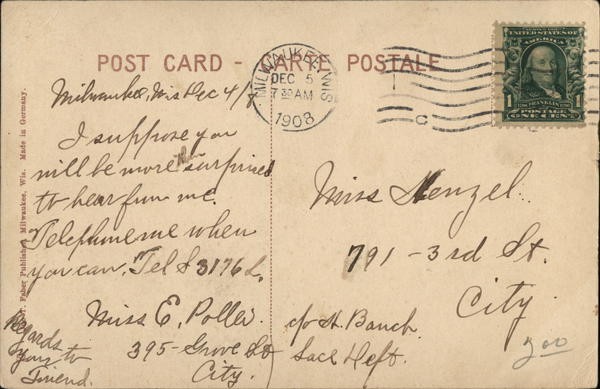 Milwaukee, Wisconsin WI Washington Park 1908 Antique Original Vintage ...