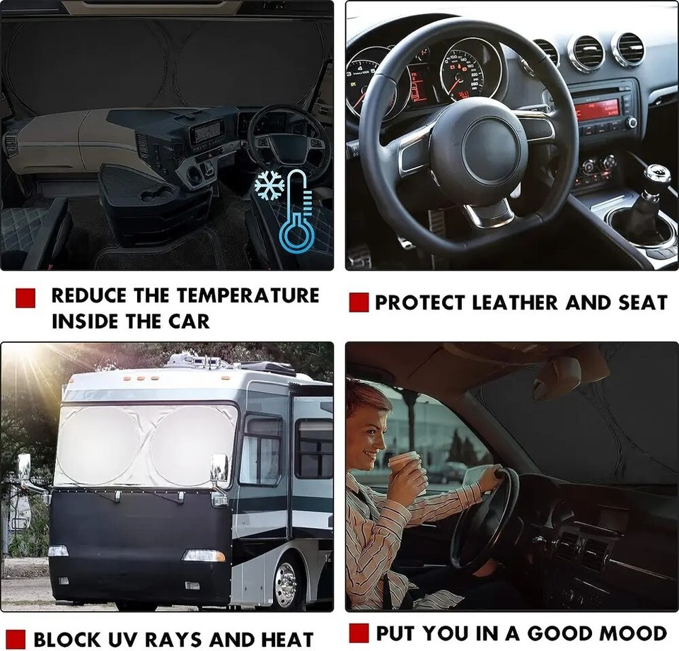 RV Bus Windshield Sun Shade for Front Window, Sun Shade Protector ...