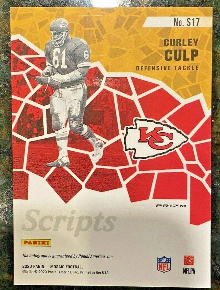 Curley Culp 2020 Panini Mosaic HOF Scripts Autograph Gold Red Mosaic # ...