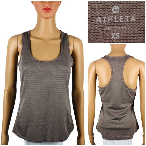 Athleta Womens XS Striped Chi Tank Top Tan Racerback 243090 Glitter ...
