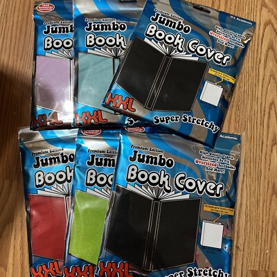 Lot Of 6 Multicolor Jumbo Book Covers XXL Super Stretchy School Supply ...