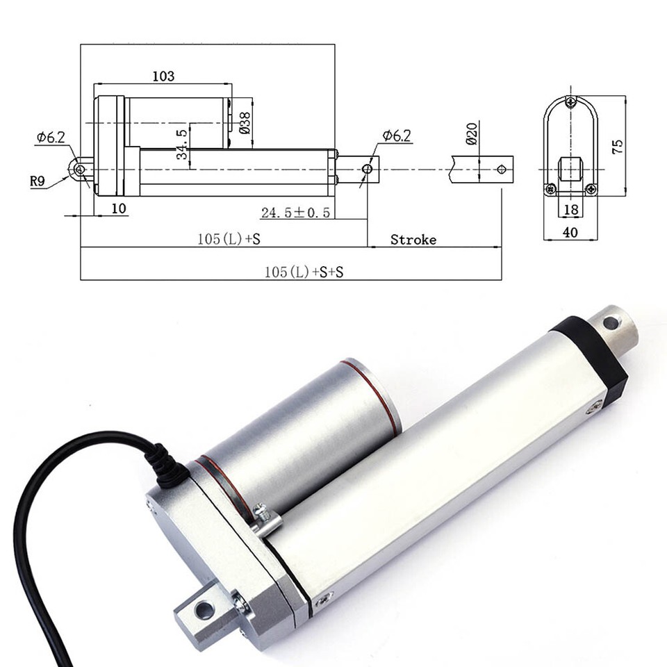 DC 12V 24V Linear Actuator Electric Motor Waterproof 1200N+Controller ...