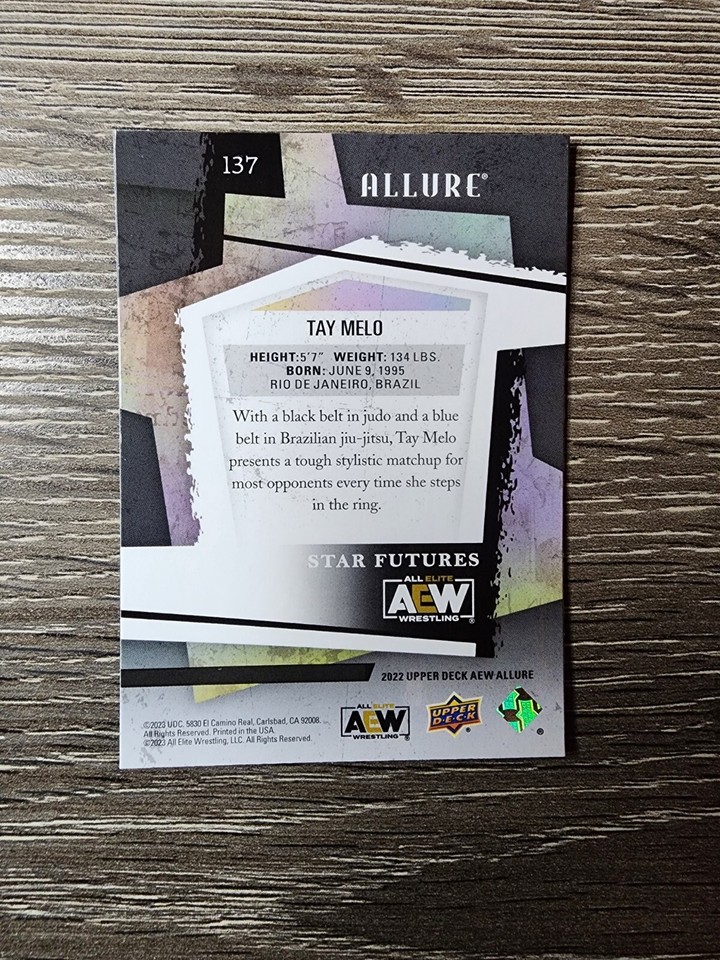 2022 Upper Deck AEW Allure Tay Melo #137 Star Futures Wrestling | eBay
