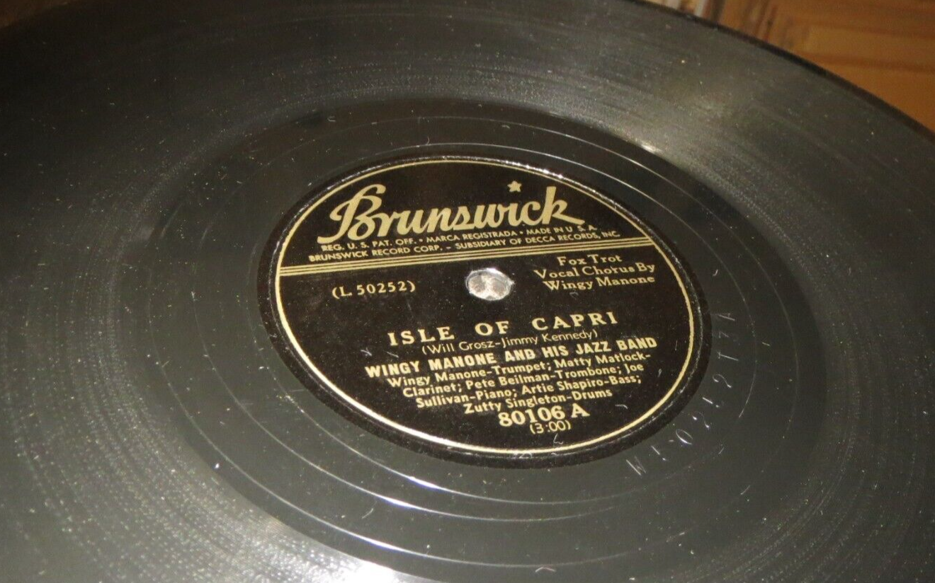 78RPM Brunswick Wingy Manone - Isle of Capri / Memphis Blues, above ...