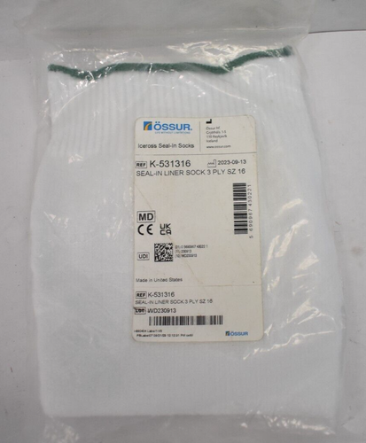 Ossur Seal In Liner Socks Size 16 3 Ply Pair K-531316 Genuine OEM White ...