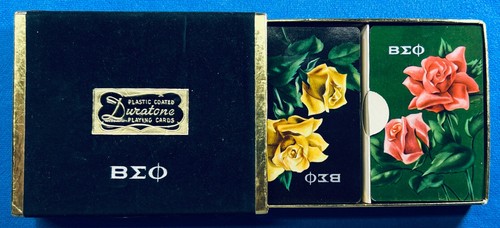 Vintage ARRCO Duratone Playing Cards Plastic Coated Beta Sigma Phi DUAL ...