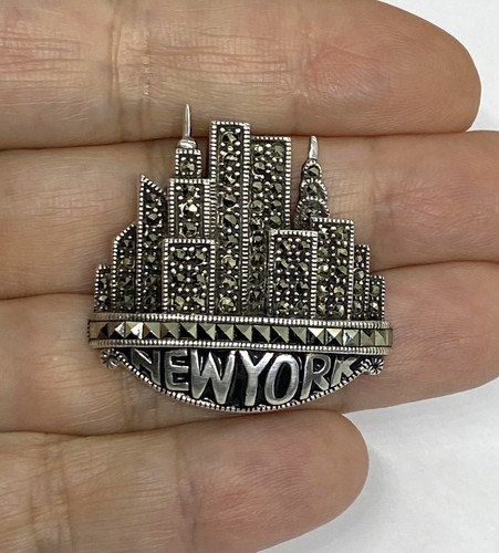 VTG Judith Jack J.J. Sterling Silver Markasite New York Skyscraper Pin ...