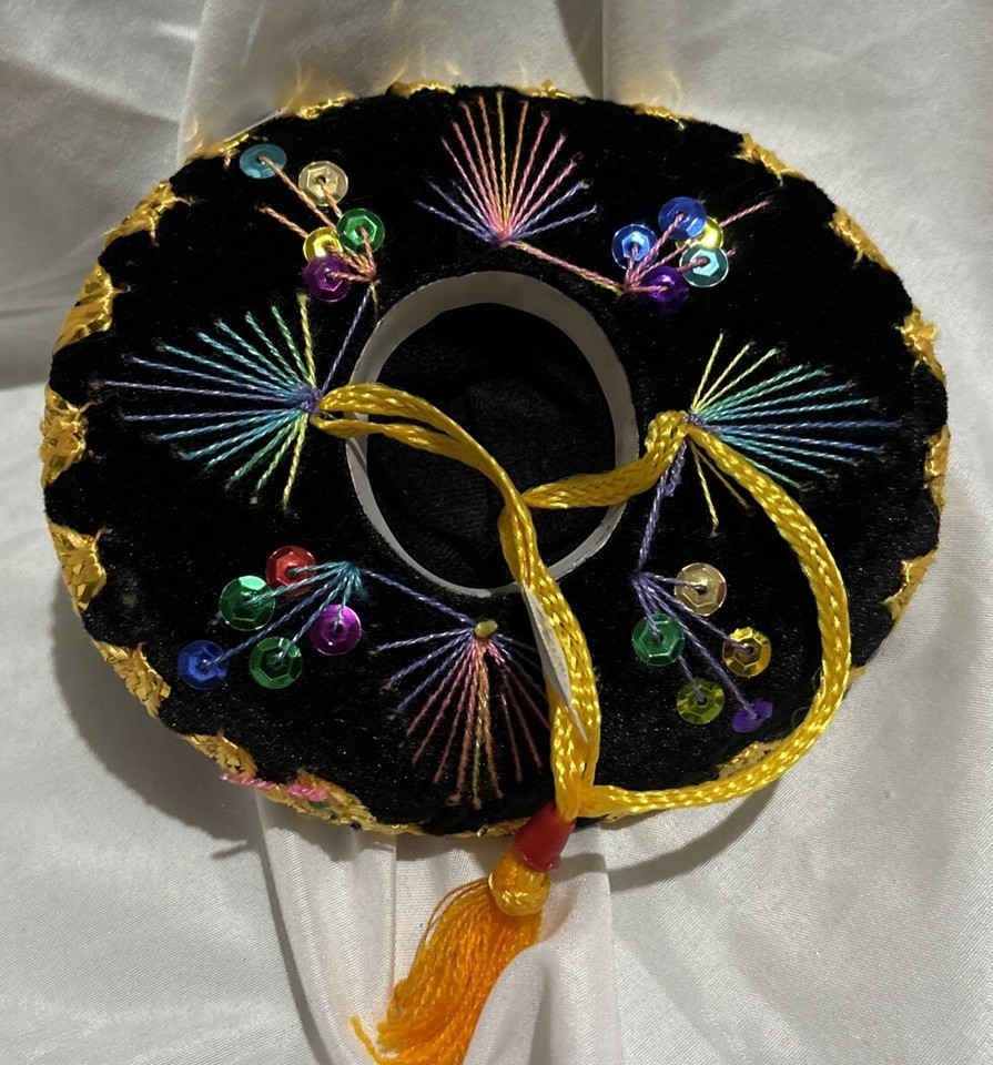 Mini Hat Mexican Mariachi Sombrero hat black gold 6 inches | eBay