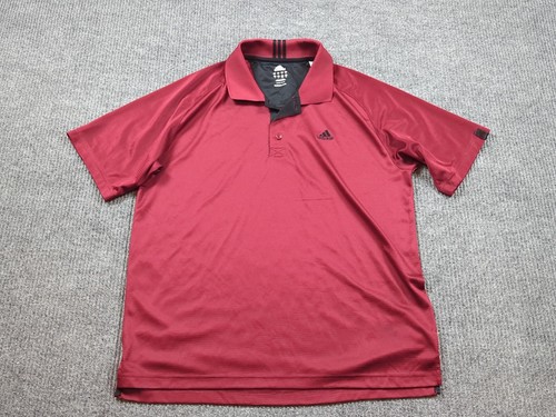 Adidas Shirt Mens Large Maroon Stripe Golf Short Sleeve Men Polo ...