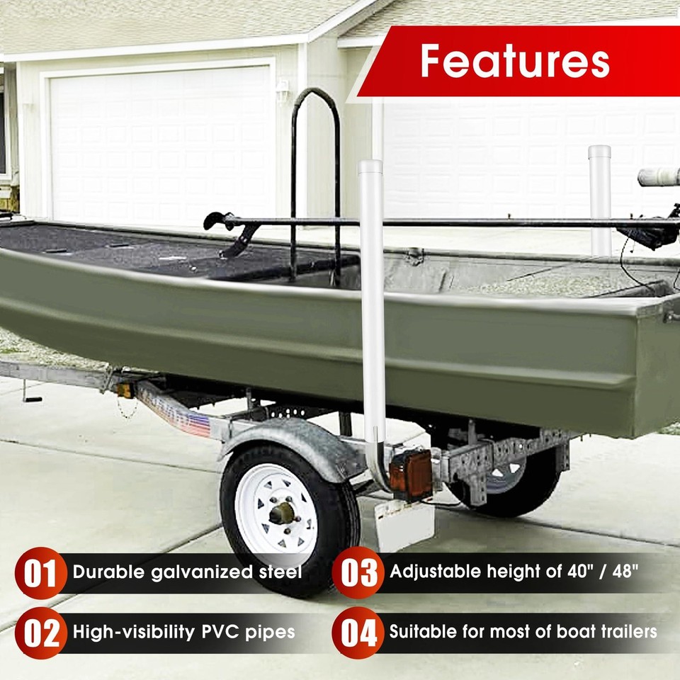 Boat Trailer Loading Guide Ons 40 48 Adjustable Galvanized Steel PVC ...