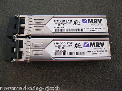 Lot of 2- SFP-DGD-SX MRV SFP Dual Rate 1/2.1 Gb/s SX 1000Base-SX GigE ...