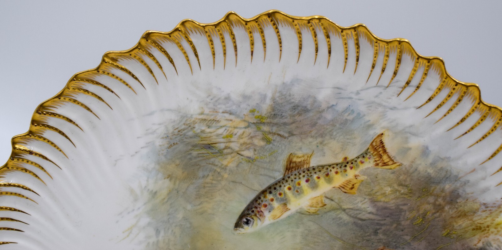 Cauldon Hand Painted Cabinet Plate - Samlet Fish - Artist Signed J ...