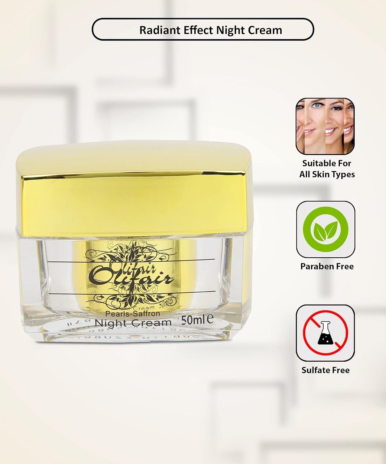Olifair Pearls Saffron Night Cream 50gm With pearl saffron Free ...