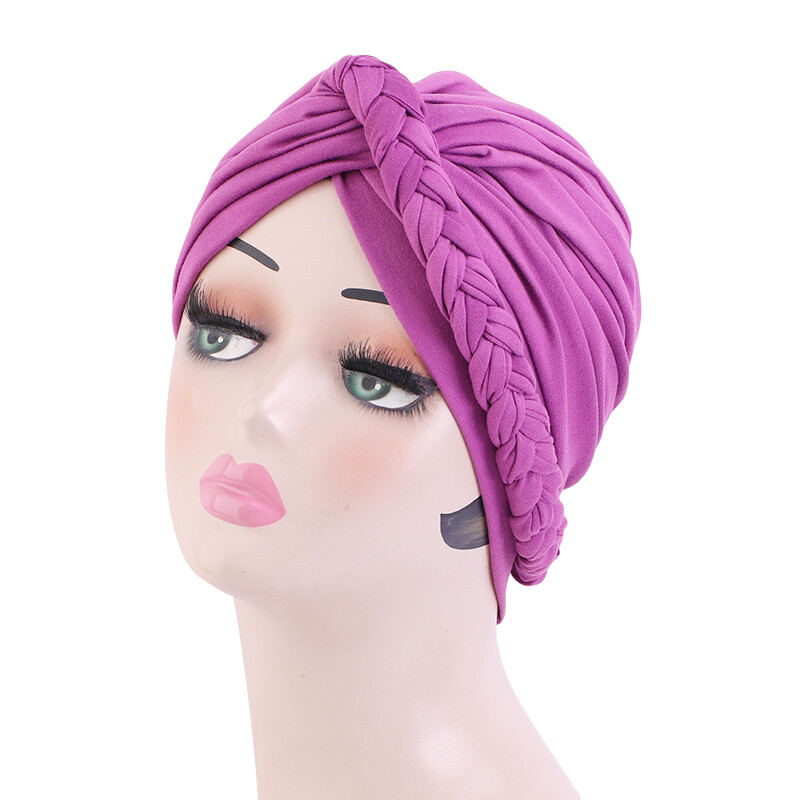 Women Solid Colors Hijab Bonnet Braided Twist Turban Underscarf Head Wrap Muslim | eBay