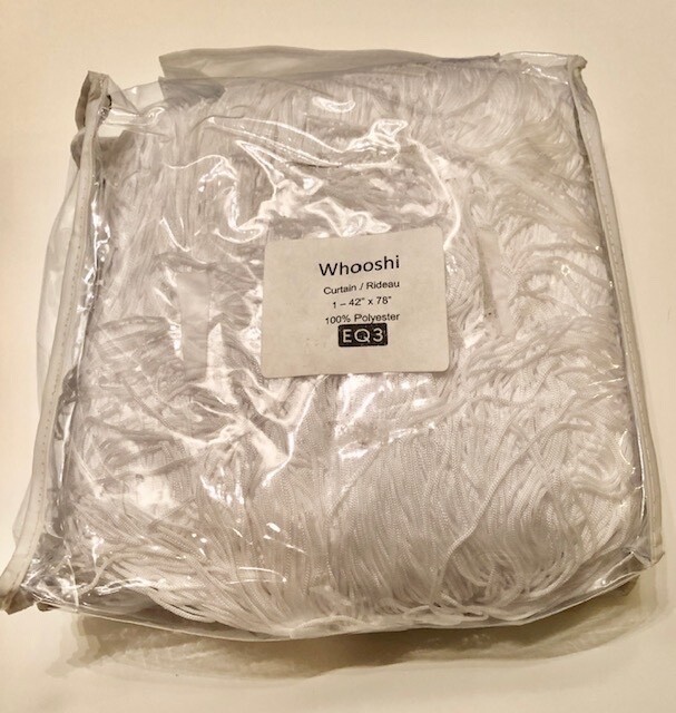 EQ3 Curtain Rideau, Whooshi, 1 panel, 42"x78", White Fringe | eBay