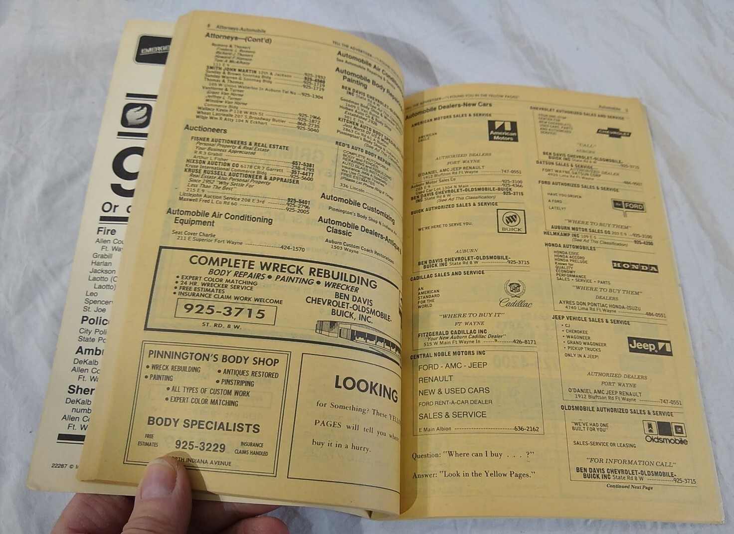 Vtg 1984 AUBURN SPENCERVILLE AREA Telephone Directory YELLOW PAGE ads ...