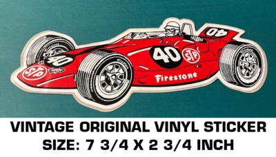 STP FIRESTONE #40 RACE CAR VINTAGE ORIGINAL VINYL STICKER DECAL RACING ...