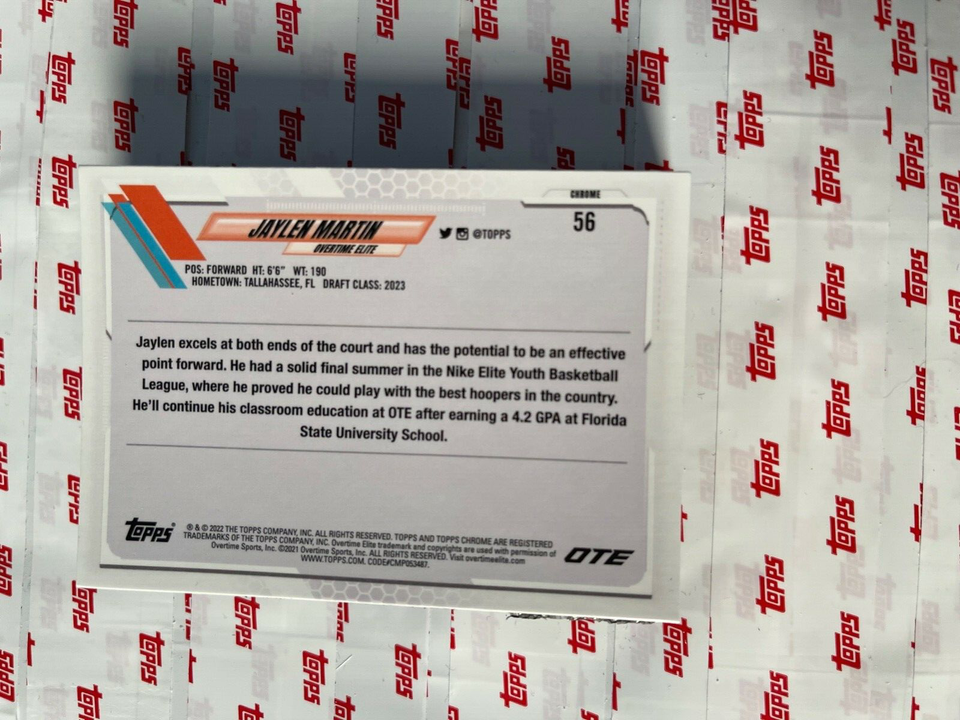 Jaylen Martin 2021-22 Topps Chrome Overtime Elite OTE Base #56 | eBay