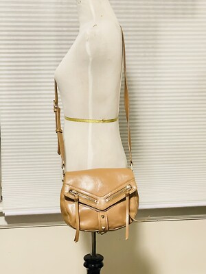 Botkier Leather Tan Crossbody Handbag Purse With Rock Studds/Gold Beige ...