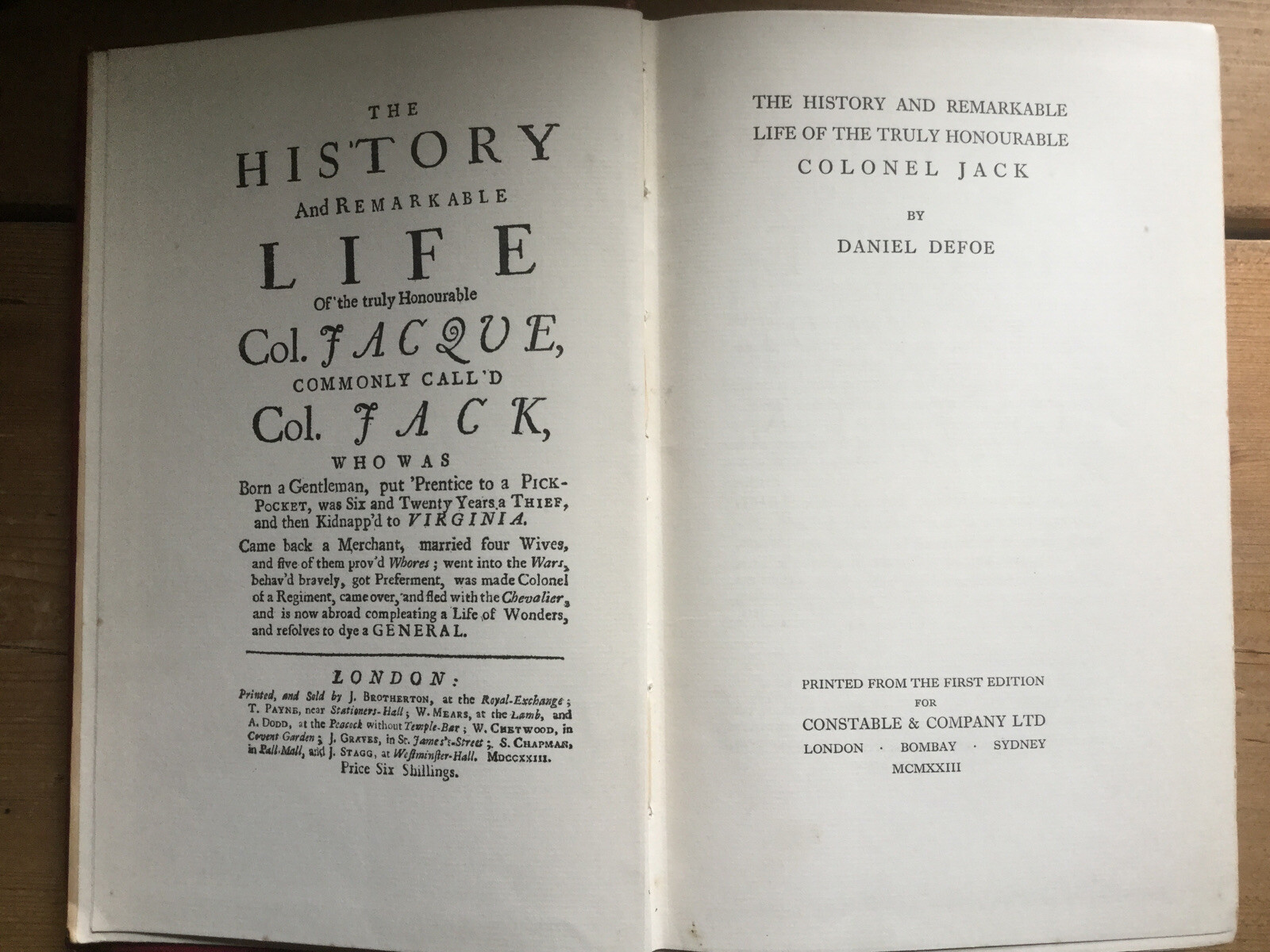 Daniel Defoe. History & Remarkable Life of Colonel Jack. 1923, one of ...