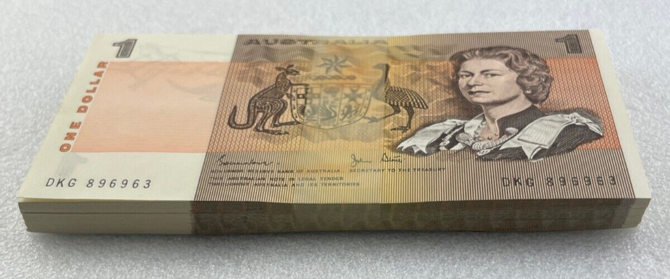 1982 Johnston Stone Original Bundle of 100 Uncirculated $1 Notes ...