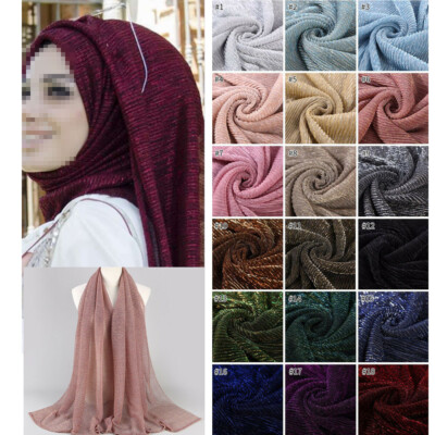 Shimmer Headwraps Long Scarf Islamic Muslim Hijab Scarves Elastic Shawl ...