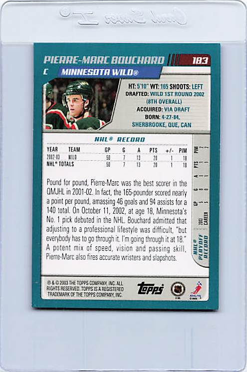 2003/04 Topps #183 Pierre-Marc Bouchard Wild Signed Auto *H2322 | eBay