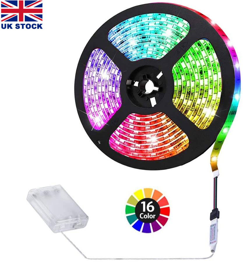 Battery Operated LED Strip Lights 5V 5050 RGB TV Backlight Lighting ...