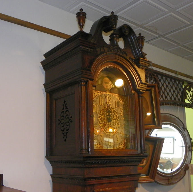 Antique Oak Grandfather Clock with carved claw foot John Wanamaker, New ...
