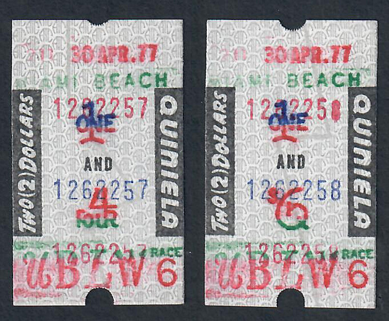 MIAMI BEACH DOG TRACK TOTES - LOT OF 2 GREYHOUND DOG RACING BETTING ...