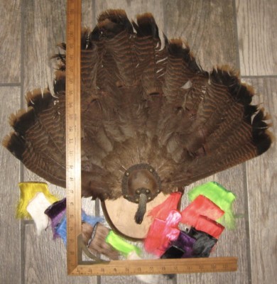 FLY TYING TURKEY TAIL FULL FEATHER & DYNEL COLORED FIBER FISHING LURES ...