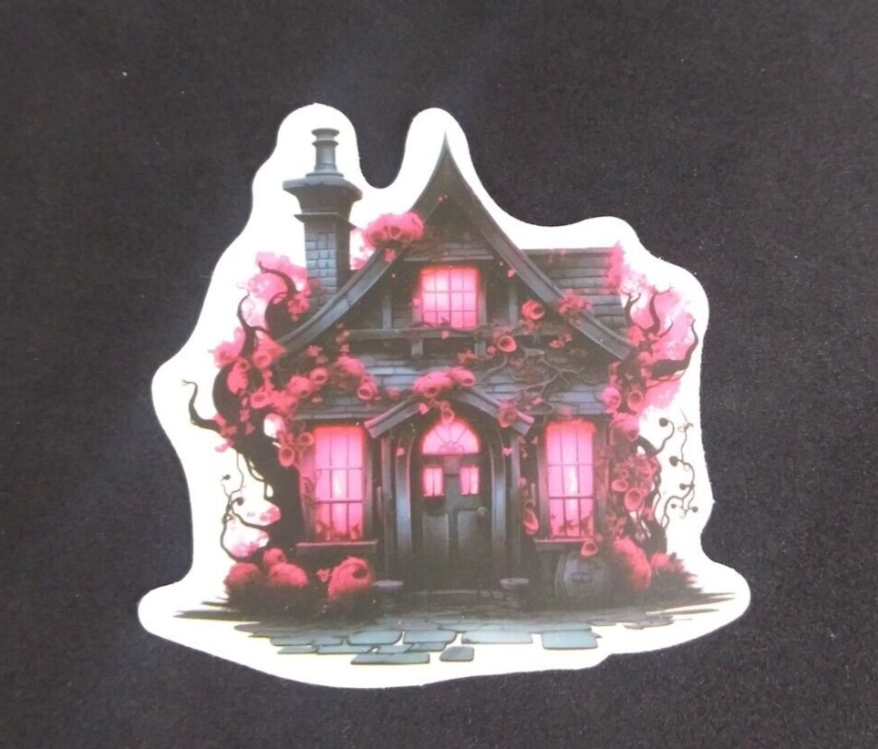 Cottage With Floral Vines & Trees Purple Black Magic Sticker 2 1/8" | eBay