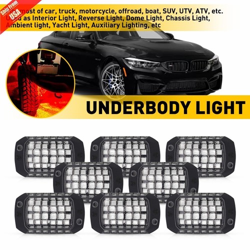 8PCS/SET 36-LED Red Under Car Underbody Light Underglow Lamps Kit ...