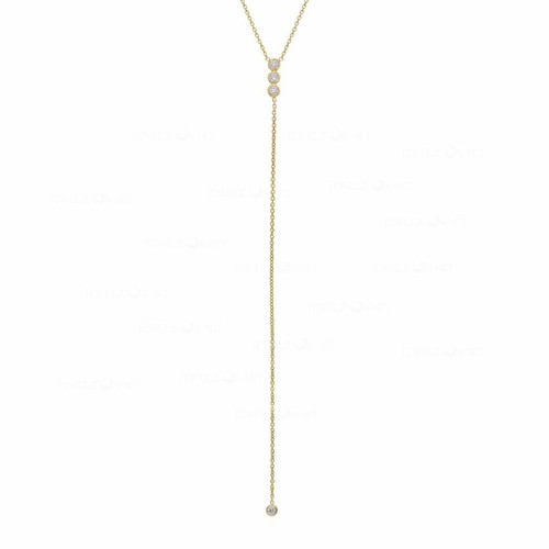 Natural Diamond Drop Chain Necklace in 14k Yellow Gold Handmade NEW ...