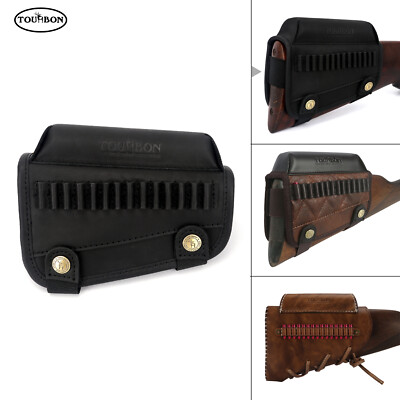 TOURBON .22LR PU/Leather Cheek Rest Shooting Rifle Butt Stock Ammo ...