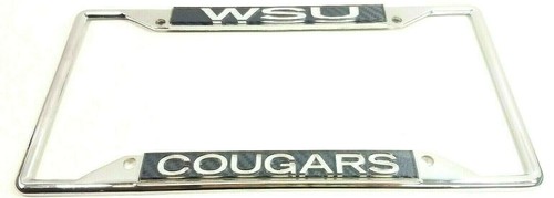 WSU Washington State Cougars Carbon LASER CHROME LICENSE PLATE FRAME | eBay