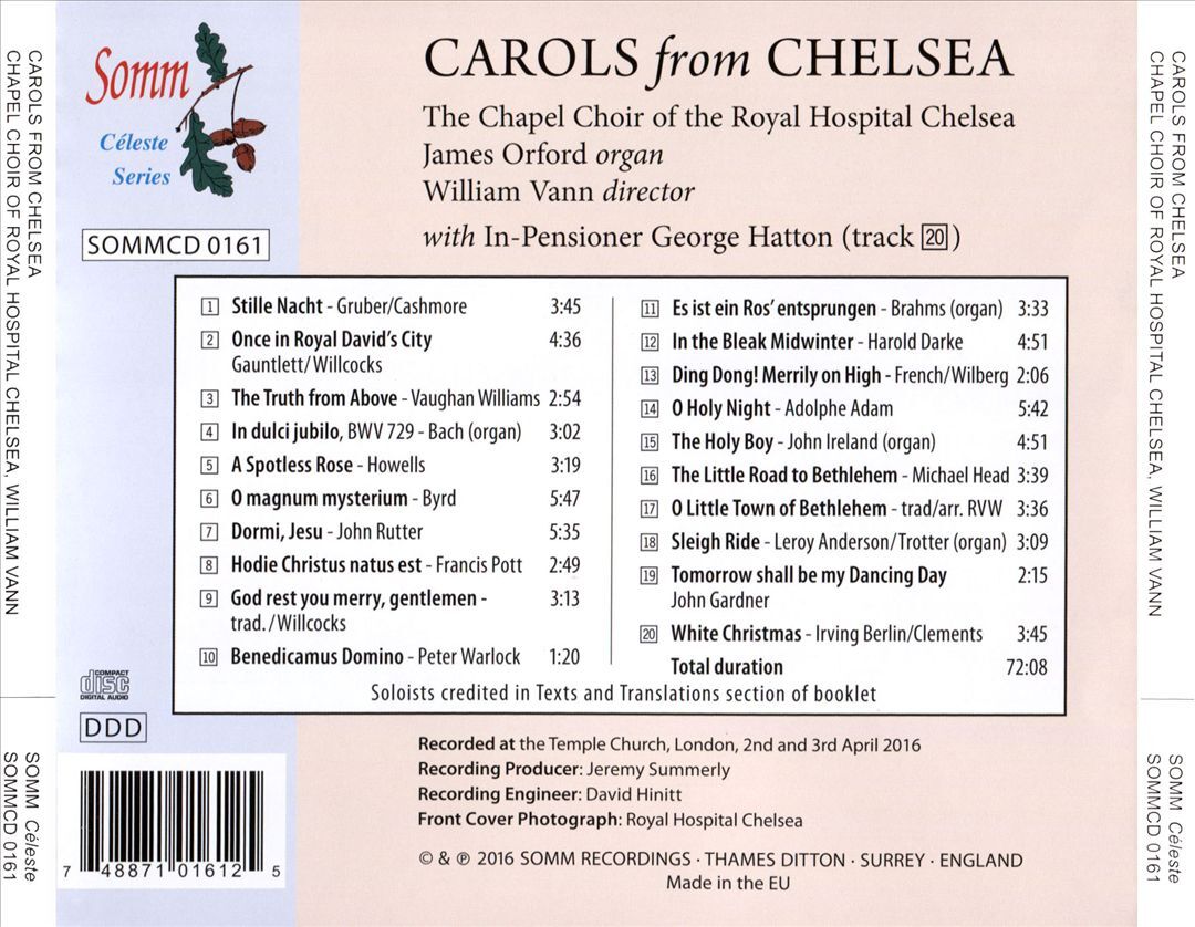 CHAPEL CHOIR OF THE ROYAL HOSPITAL, CHELSEA / WILLIAM VANN CAROLS FROM ...