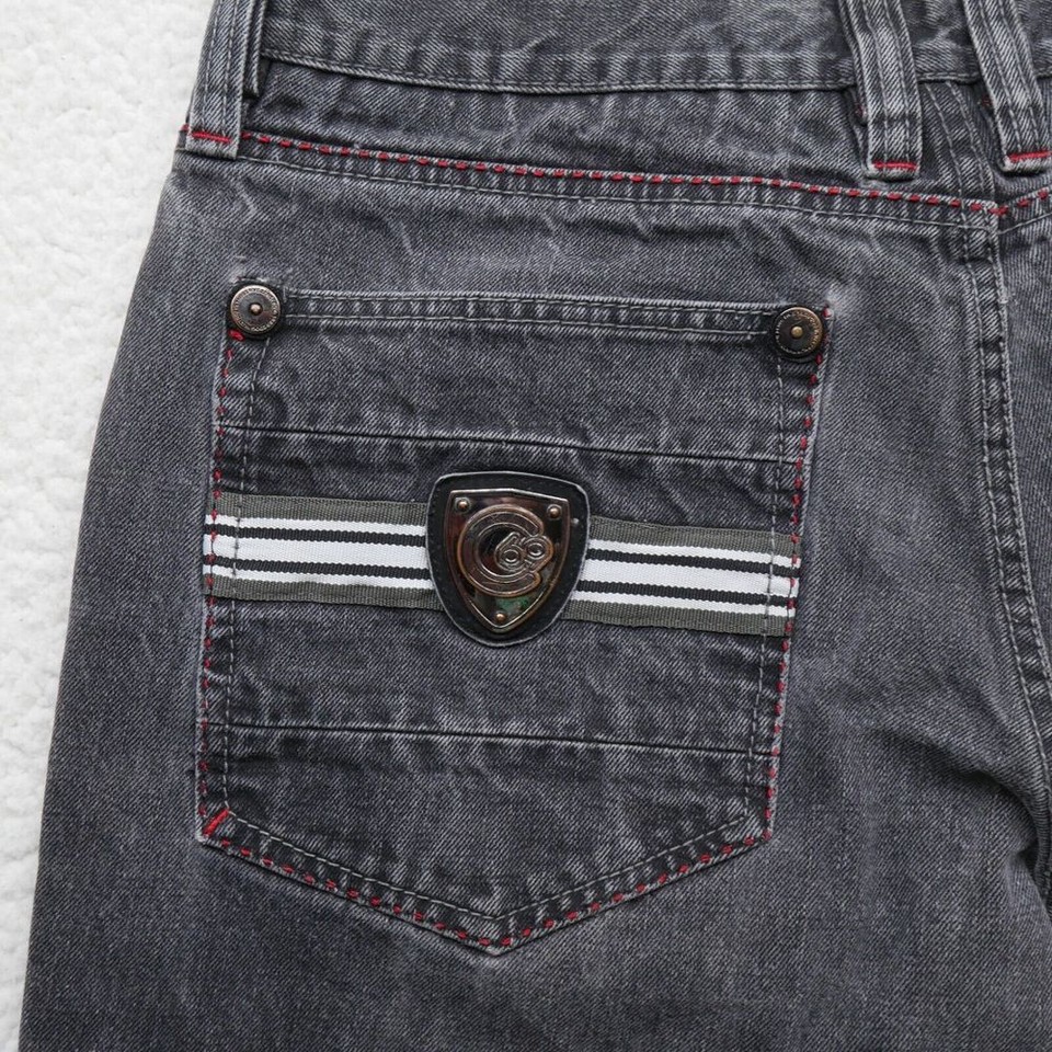 Vintage COOGI Jeans Men's Size 36x34 Black Denim Leather Y2K JNCO Style ...